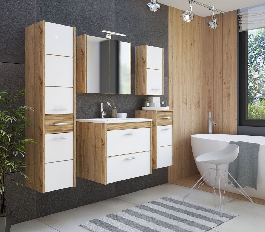 Komplet wiszących mebli łazienkowych Madryt 2Q Biały - sklep Edinos.pl