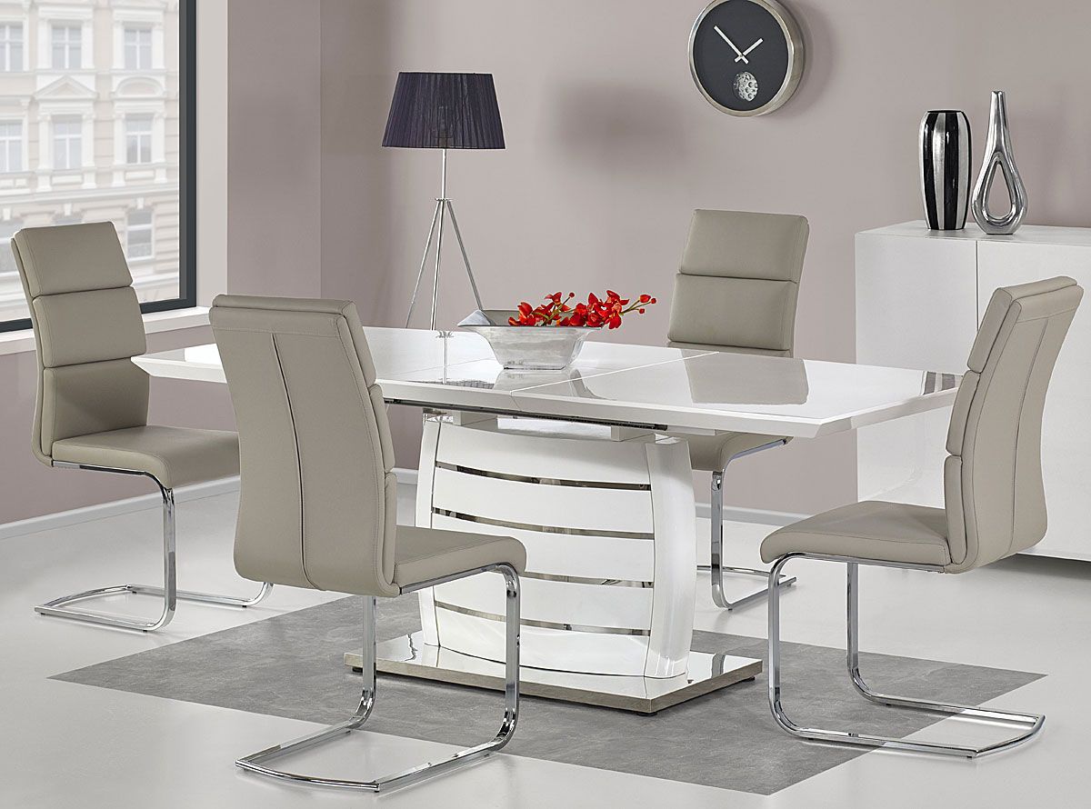 Stół rozkładany Doren biały połysk 160-200x90 - sklep Edinos.pl