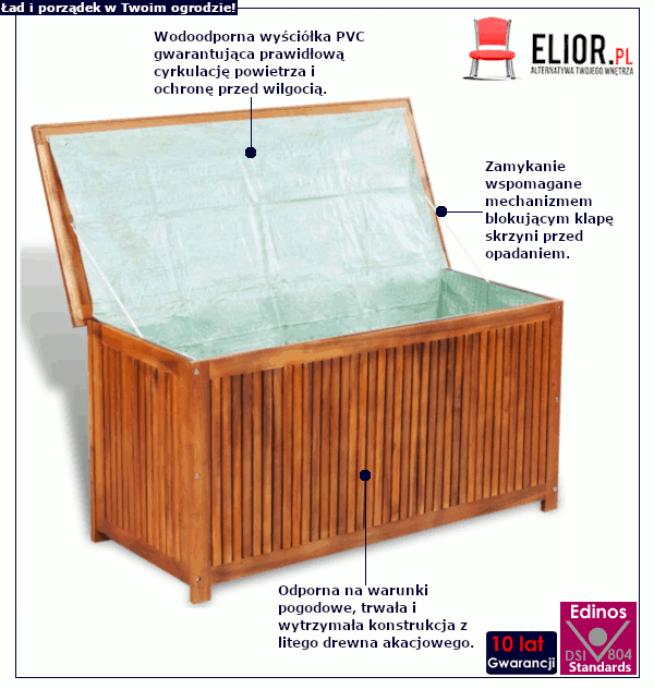 Prostokątna skrzynia ogrodowa zamykana Ria 2X - sklep Edinos.pl