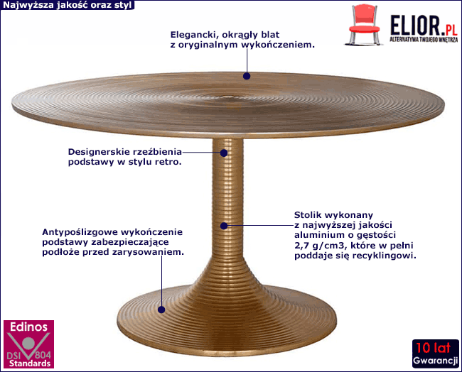 Stolik kawowy z okrągłym blatem Toriso 3X - sklep Edinos.pl