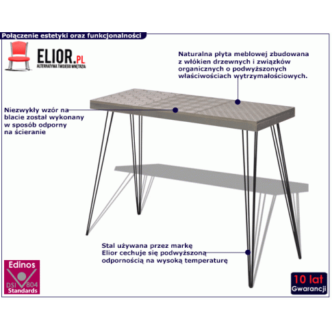 Szary stolik-konsola z malowanym blatem Bergia - sklep Edinos.pl