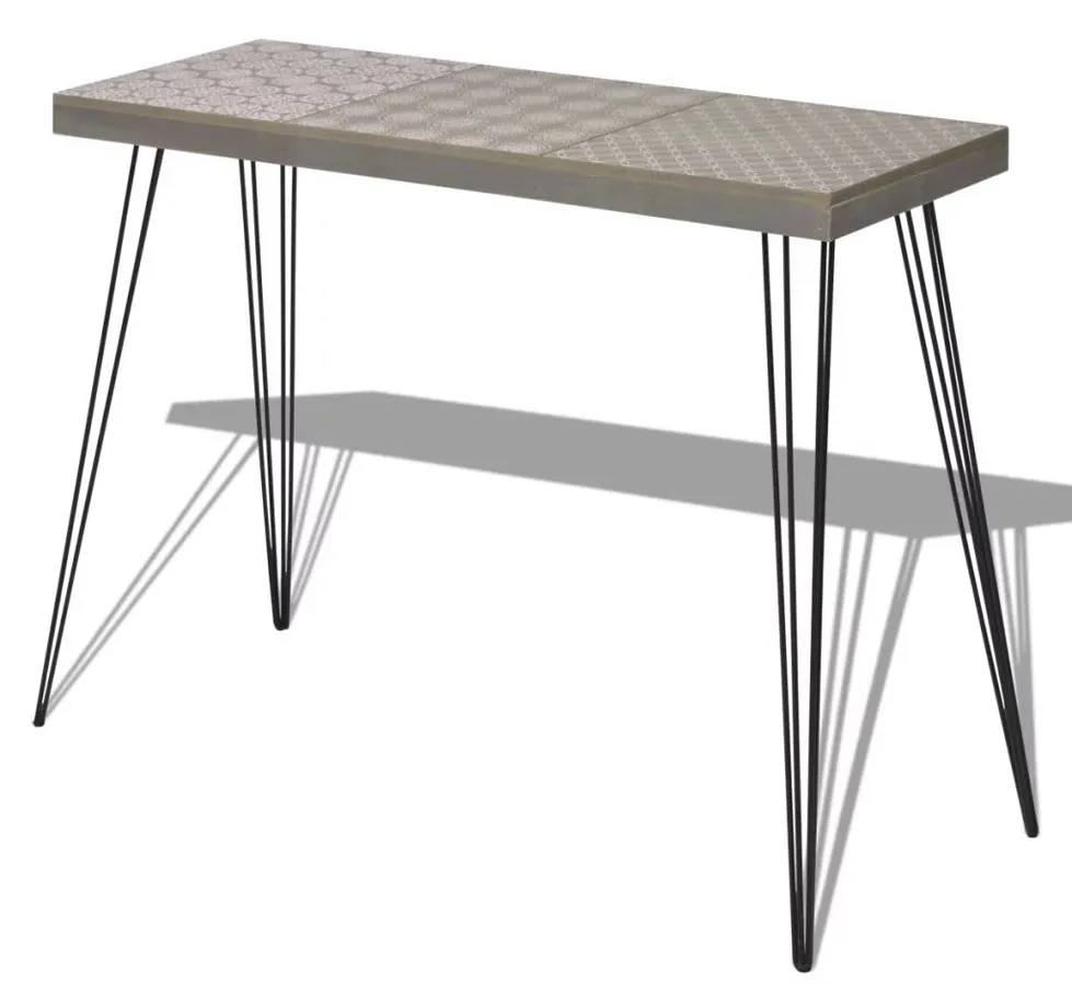 Szary stolik-konsola z malowanym blatem Lexti | Edinos.pl