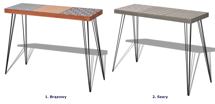 Szary stolik-konsola z malowanym blatem Lexti | Edinos.pl