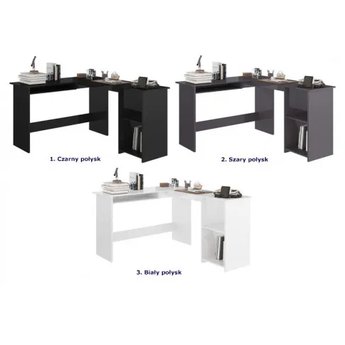 Szare biurko nowoczesne do biura i gabinetu - Lorenza 4X | Edinos.pl