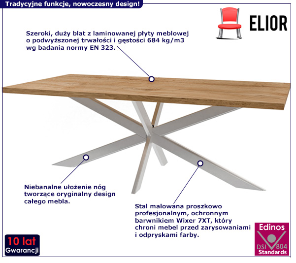 Biały stół z metalowym stelażem Bledis 3Z | Edinos.pl
