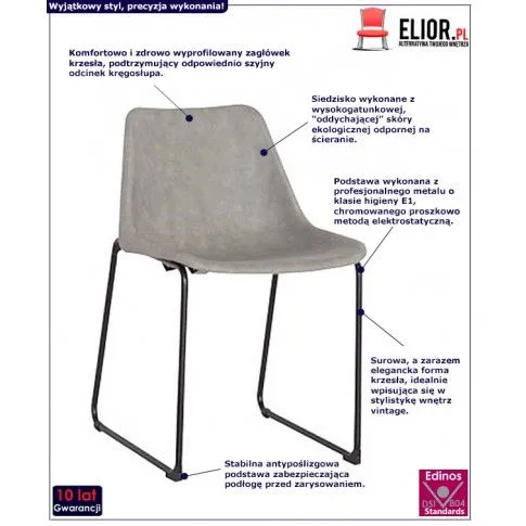 Krzesło vintage Novo z metalu szare | Edinos.pl