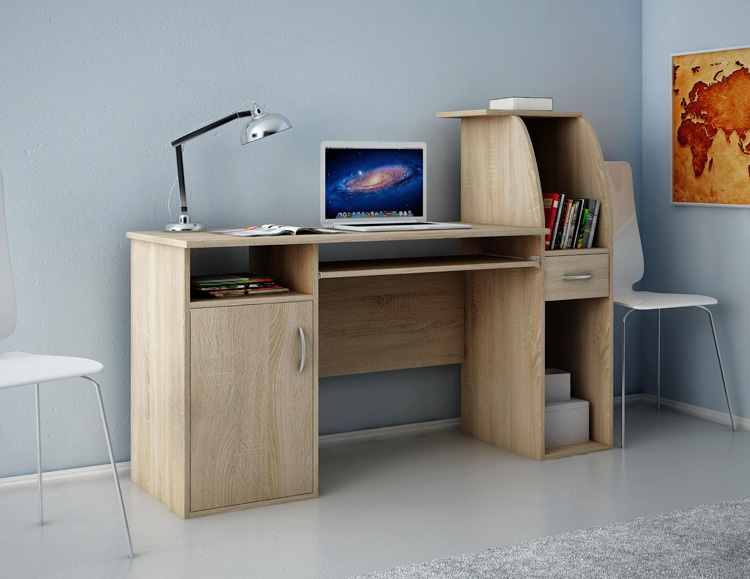 Nowoczesne biurko do komputera dąb sonoma Anabi | Edinos.pl