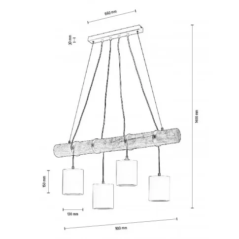 Industrialny żyrandol na belce z drewna A02-Tufil | Edinos.pl