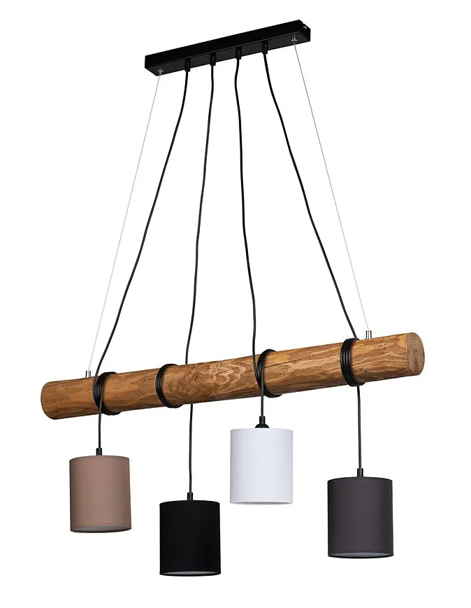 Industrialny żyrandol na belce z drewna A02-Tufil | Edinos.pl