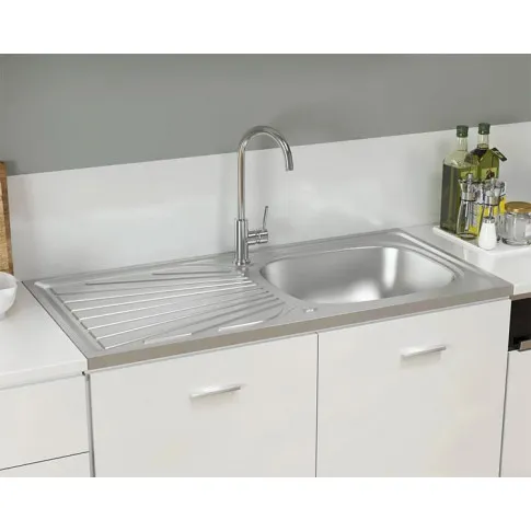 Prostokątny srebrny zlewozmywak z ociekaczem Olieta | Edinos.pl