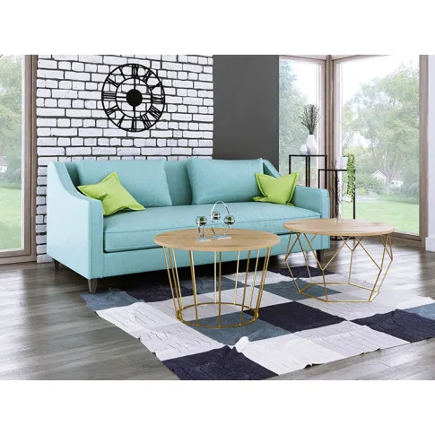 Okrągły stolik kawowy blat dąb artisan Melbro 3X | Edinos.pl