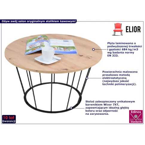 Okrągły stolik kawowy metalowy stelaż Melbro 4X | Edinos.pl
