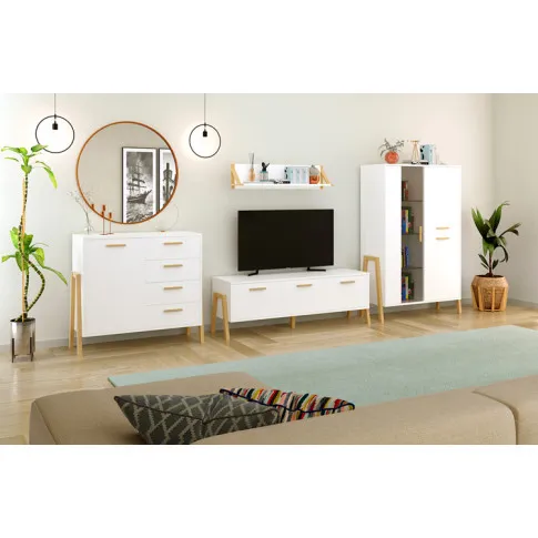 Biały duży regał półotwarty do salonu Kersa 5X | Edinos.pl