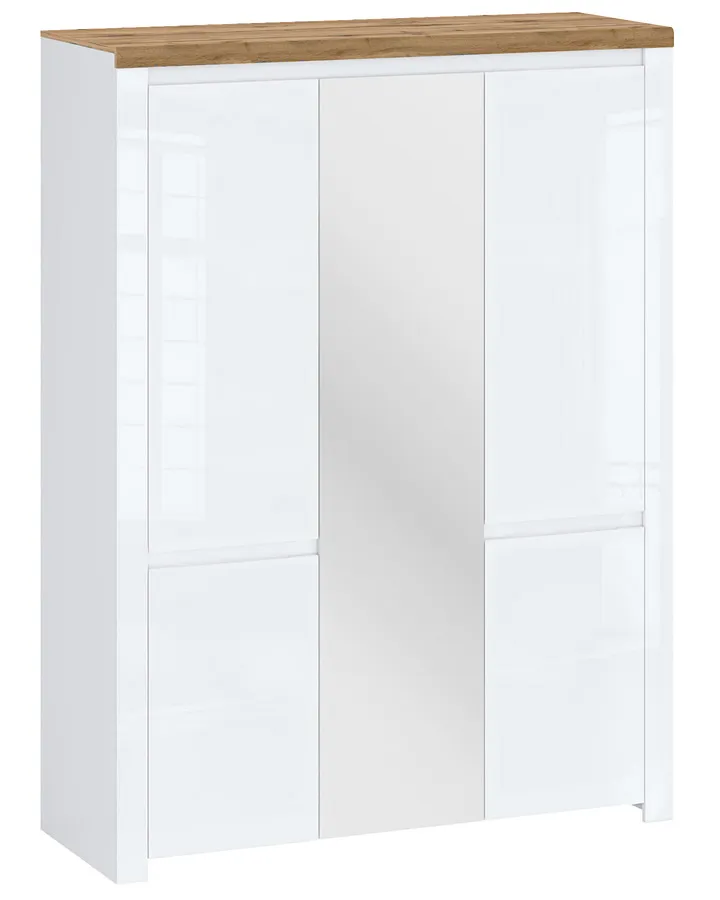 Biała szafa uchylna z lustrem Nelora 10X | Edinos.pl