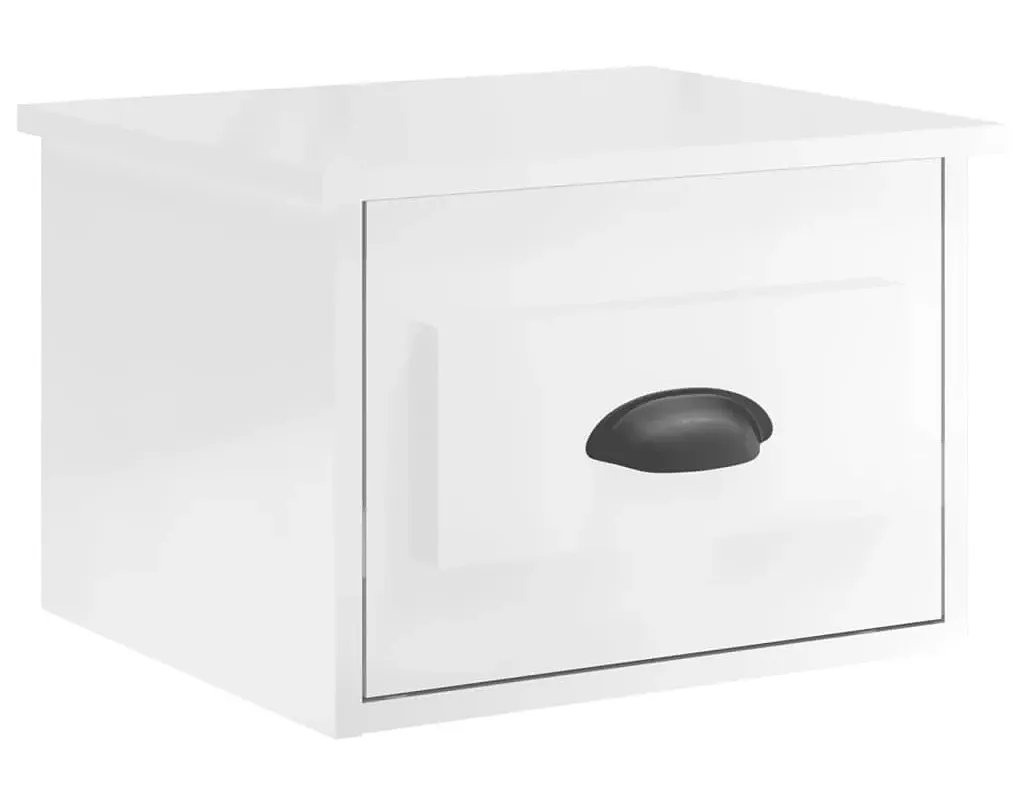 Biała wisząca szafka nocna w połysku Tavira | Edinos.pl