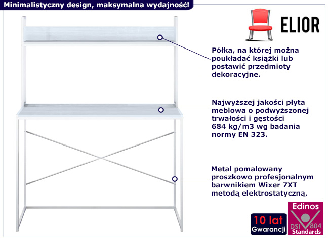 Minimalistyczne białe biurko Ifiar | Edinos.pl