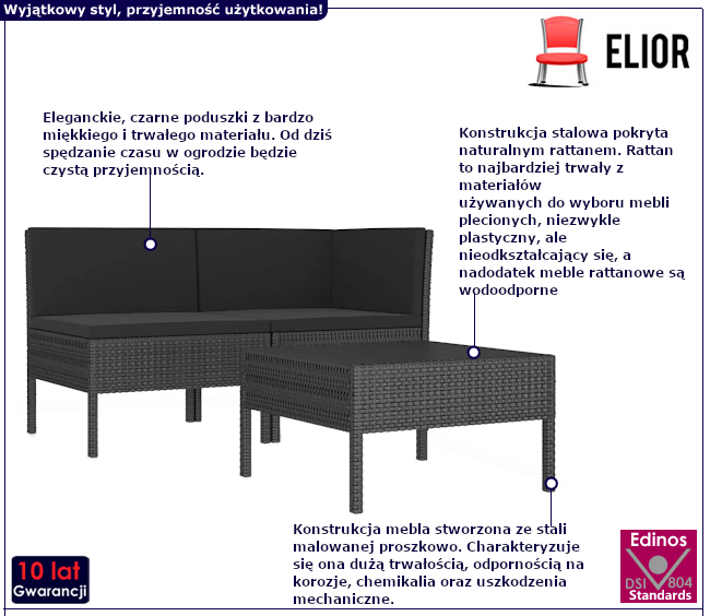 Zestaw wypoczynkowy z naturalnego rattanu - Marabello 6X - sklep Remodi.pl