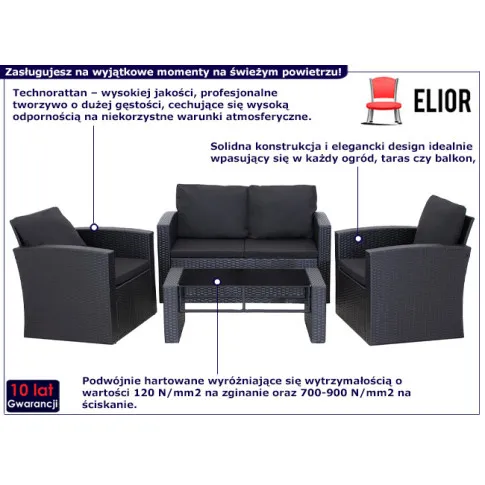 Zestaw wypoczynkowy na taras technorattan Agio | Edinos.pl