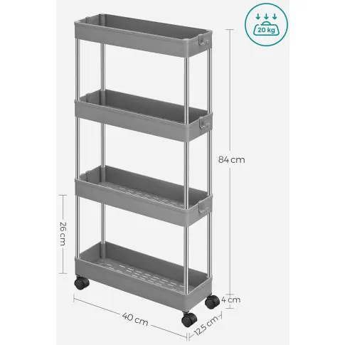Szary wąski wózek kuchenny Zonex 6X | Edinos.pl
