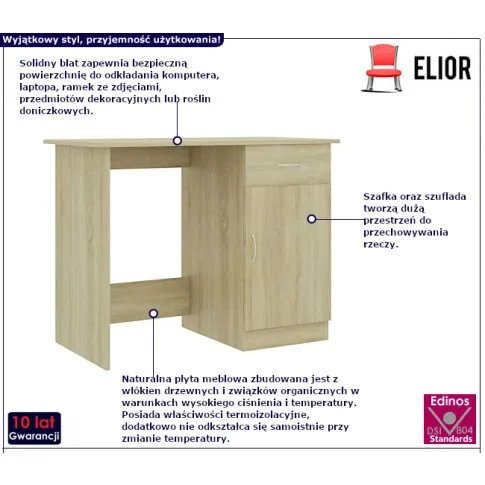 Biurko z solidnym blatem - Derma | Edinos.pl