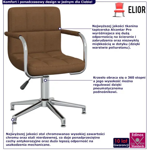 Brązowe krzesło obrotowe do biurka bez kółek Lonja | Edinos.pl