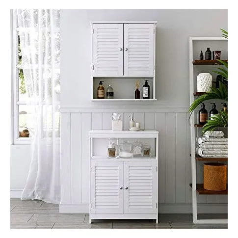 Biała dwudrzwiowa szafka nad umywalkę Elaine | Edinos.pl