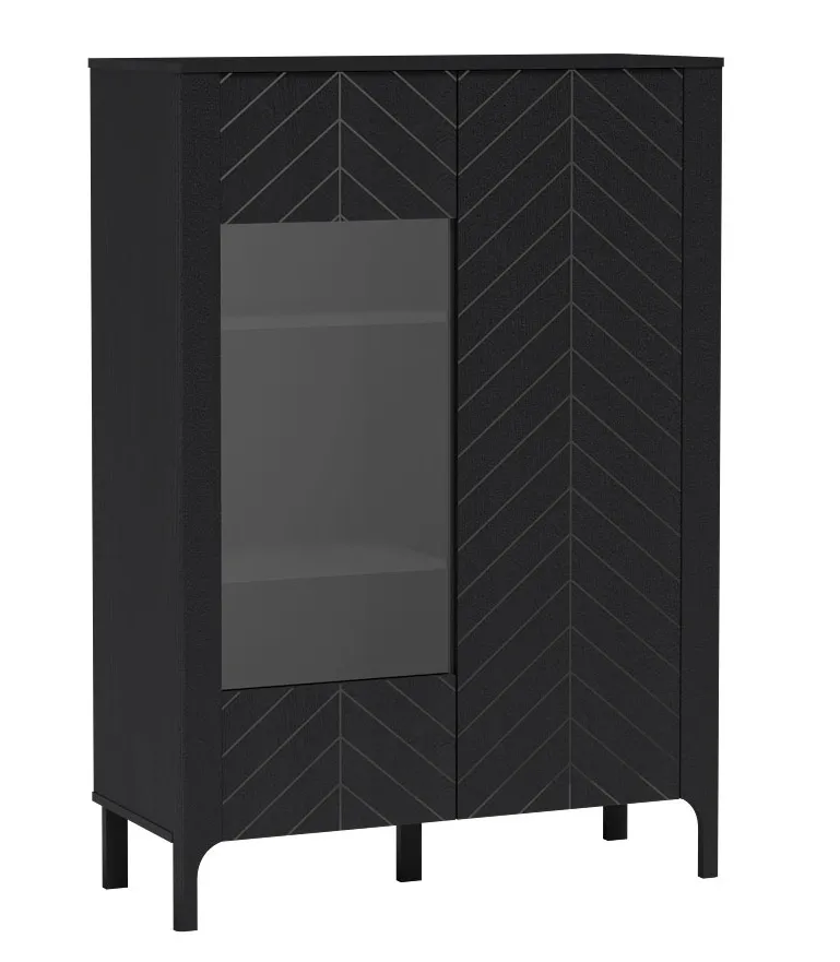 Stylowa czarna komoda z szybą Lima 5X | Edinos.pl