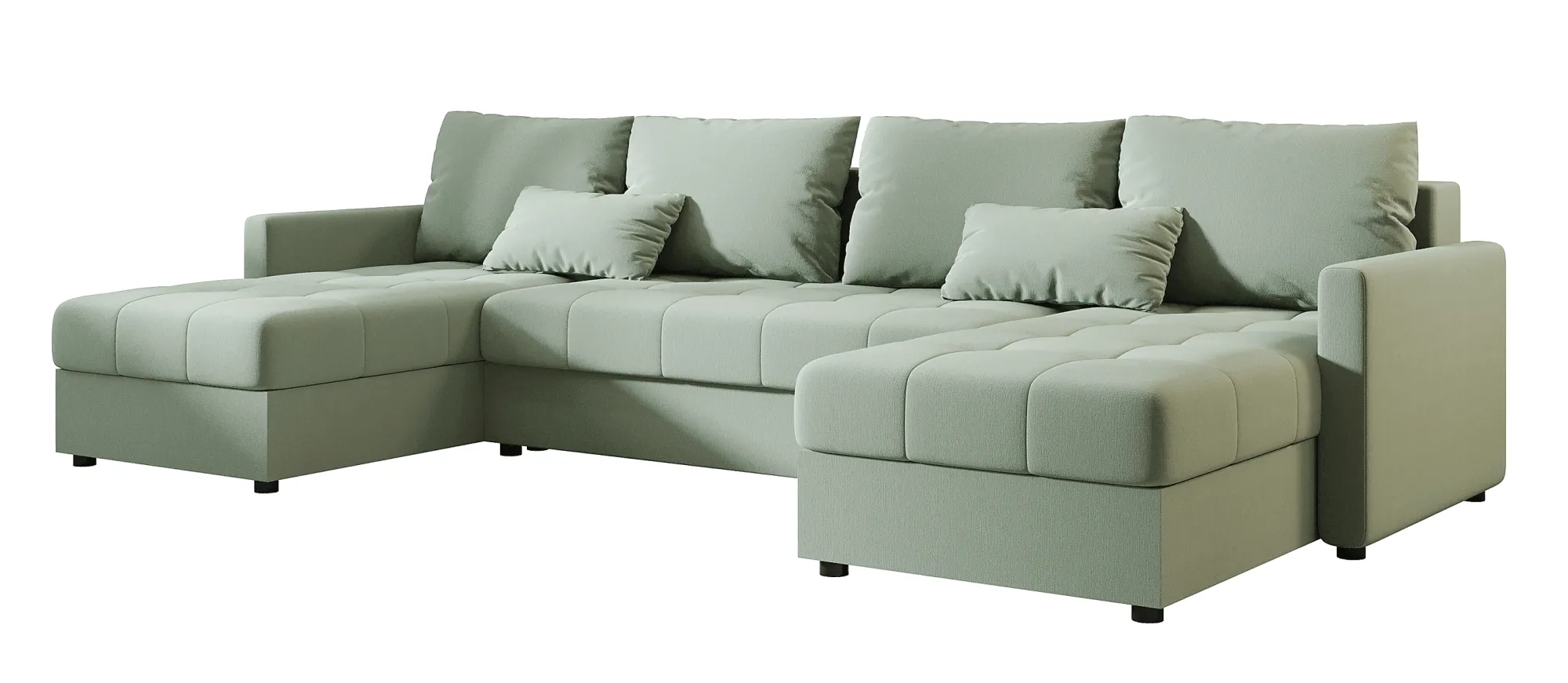 Zielony narożnik rozkładany U z pojemnikiem Ferrano 3X | Edinos.pl